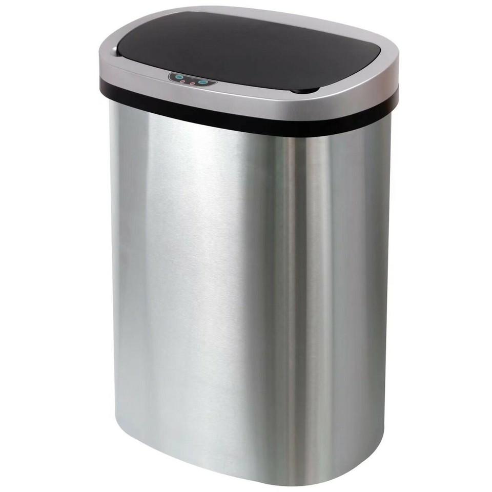 GlamHaus Automatic Sensor Bin Brushed Stainless Steel Touchless Waste ...