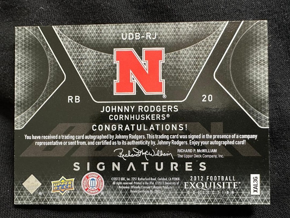 2012 Upper Deck Exquisite Black Signatures Johnny Rodgers Auto 23/99 ...