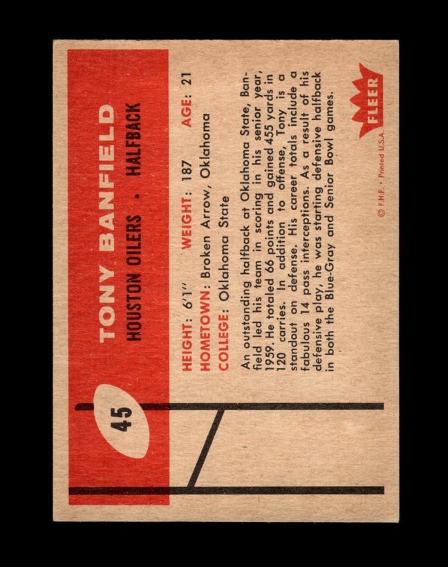 1960 Fleer Set-Break # 45 Tony Banfield RC NR-MINT *GMCARDS* | eBay