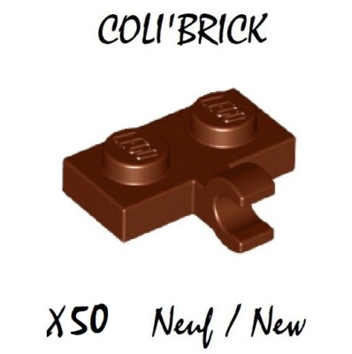 Lego 11476 - 50x Plate modified 1x2 clip horizontal - Reddish Brown ...
