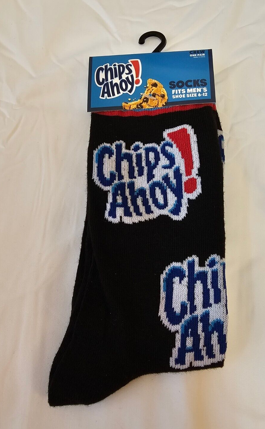 Chips Ahoy Men's Novelty Crew Socks Black 1 Pair Shoe Size 6-12 | eBay
