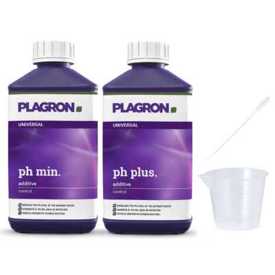 Plagron pH- Minus 500 ml + pH+ Plus 500 ml + Pipette & Messbecher pH-Korrektur | eBay.de