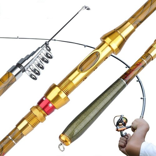 Lure Fishing Rod Carbon Fiber 8-3.6M Telescopic M Power Travel Spinning ...