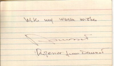 Jean Dausset Autographed Index Card #2 French Immunologist / Nobel ...