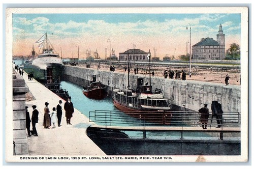 1921 Opening Sabin Lock Boat Steamer Sault Ste Marie Michigan Antique ...