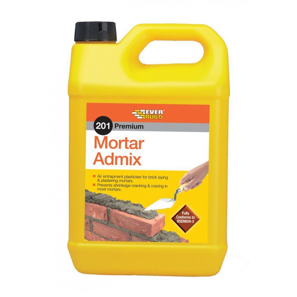 EVERBUILD 201 MORTAR ADMIX PLASTICISER 5 LITRE DIY BUILDING STOPS ...