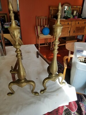 Antique Vintage AWS Brass Federal Style 20" Andirons | eBay