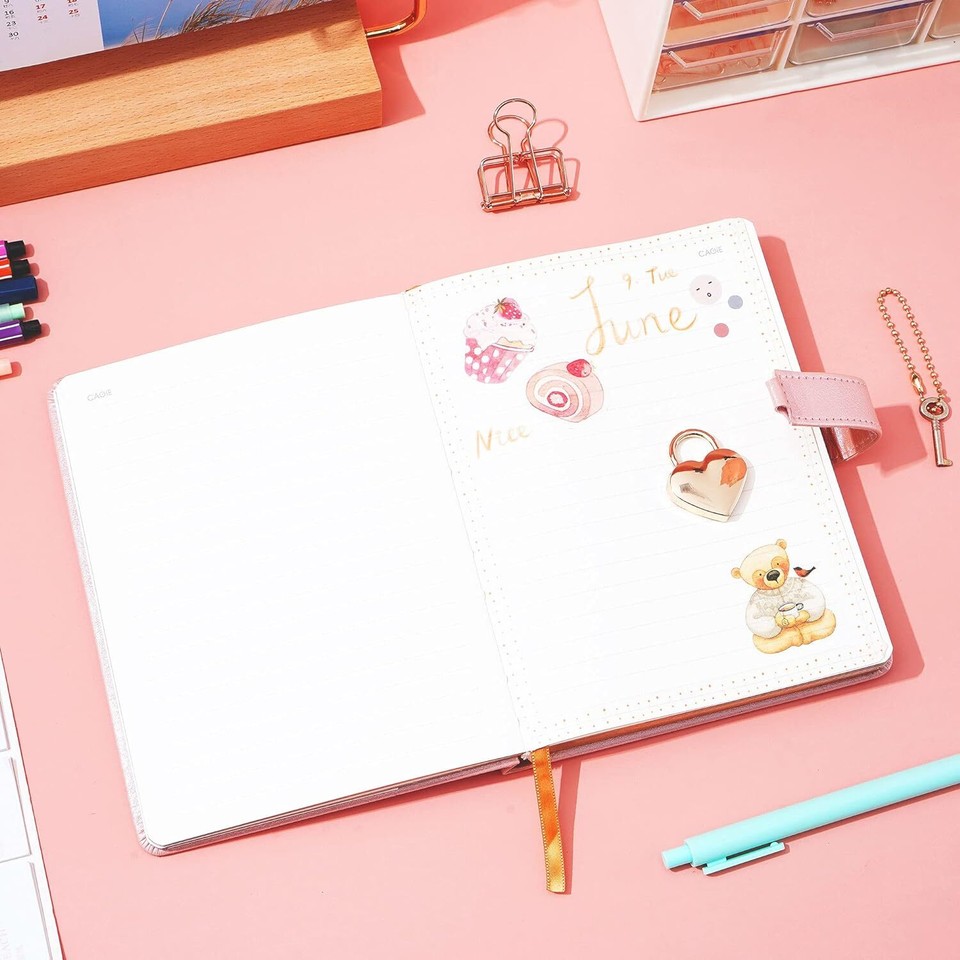 CAGIE Diary with Lock and Key for Girls ages 8-12, Lock Diary for Girls ...