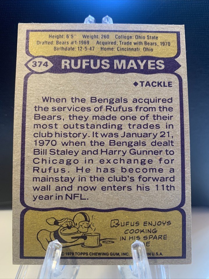 1979 Topps Rufus Mayes Cincinnati Bengals #374 | eBay