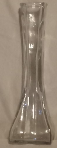 Tapered Clear Ribbed Glass Long Stem Flower Vase With Square Bottom 8 ...