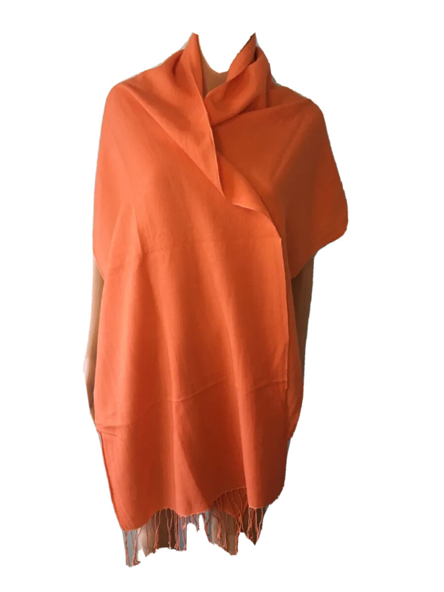 Invest Cashmere Soft Orange Pure Cashmere Pashmina Throw Scarf Shawl ...
