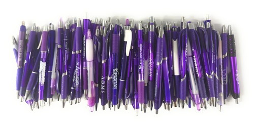 Bulk Misprint Pen Lots: PURPLE/VIOLET/LAVENDER Ballpoint Click Pens: 30 ...