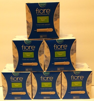 Lot of 6 Fiore Tampons Super Unscented Compact Plastic Applicator 16 ...