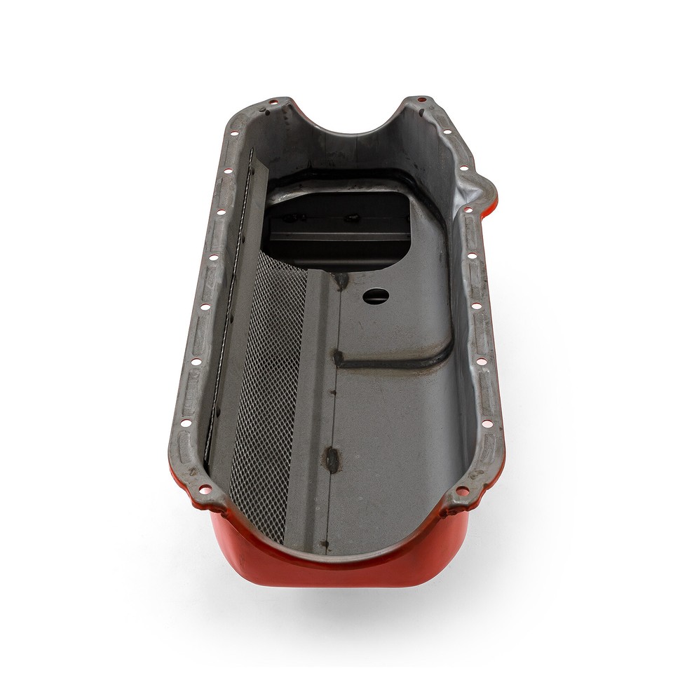 Chevy SBC 350 7Qt Rear Sump RH Side 2Pcs Rms Orange Oil Pan Windage ...