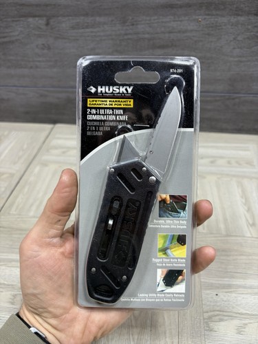 Husky 2 In 1 Ultra Thin Combination Knife Box Cutter 974-201 Pocket New ...