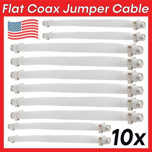 10 Pack F-Type 8" Coaxial Flat Cable Jumper Window/Door Through Cord ...