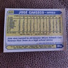 Jose Canseco 1987 Topps #620 Oakland Athletics card error | eBay
