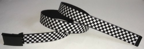 SMALL CHECKERS BELT Buckle Ska Emo Goth Punk Rock Star Vintage Canvas ...