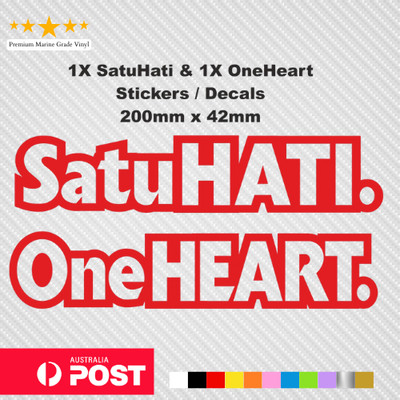 Satu HATI & One HEART Decals / Stickers (200mm x 42mm) | eBay Australia