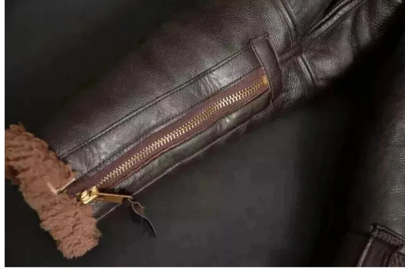 Handmade Sheepskin Leather B3 Bomber Jacket with Shearling Fur Collar ...