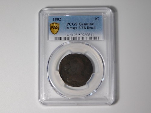 OLD US COINS PCGS GOLD SHIELD 1802 DRAPED BUST LARGE CENT P/FR DETAIL ...