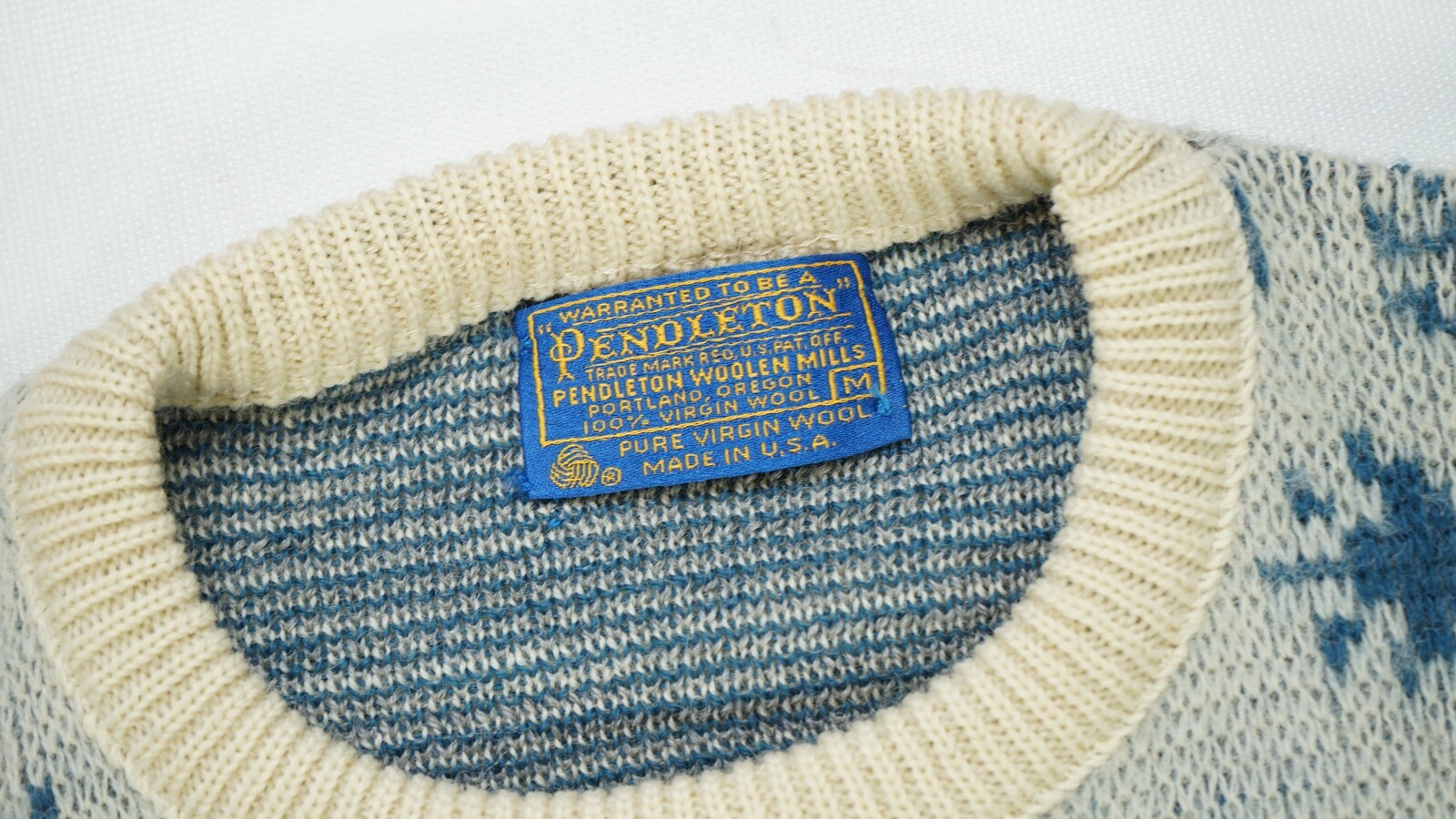 Rare Vintage PENDLETON Fair Isle Snowflake Striped Wool Knit Sweater 90s Beige M | eBay