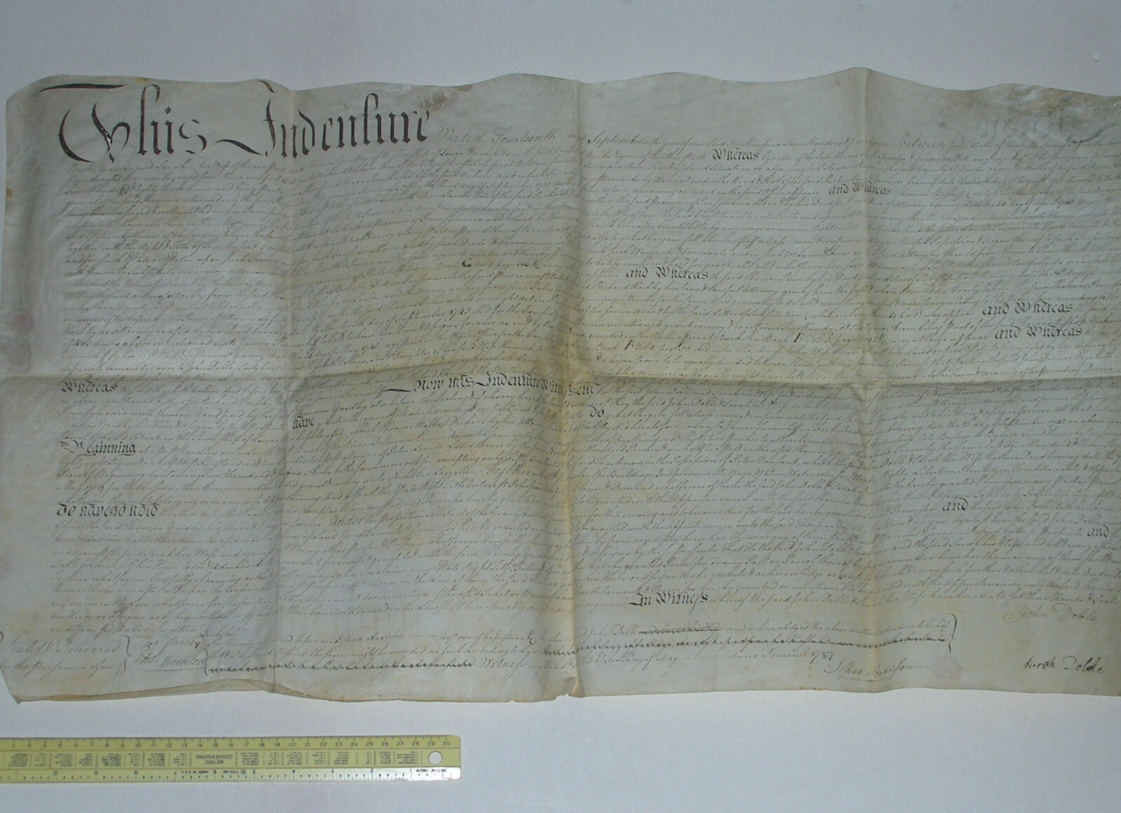 18thc Antique American Deed Vellum Bucks County PA - Thomas Yardley ...