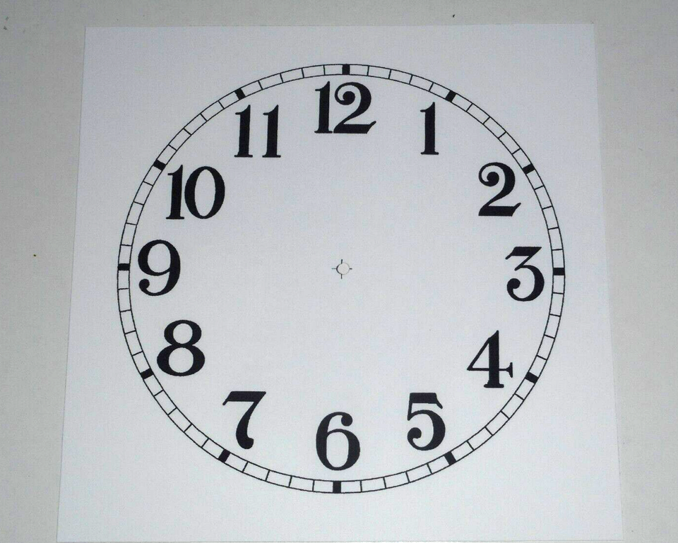 New Clock Dial Face paper card 3" Minute Track Arabic MATTE white ...