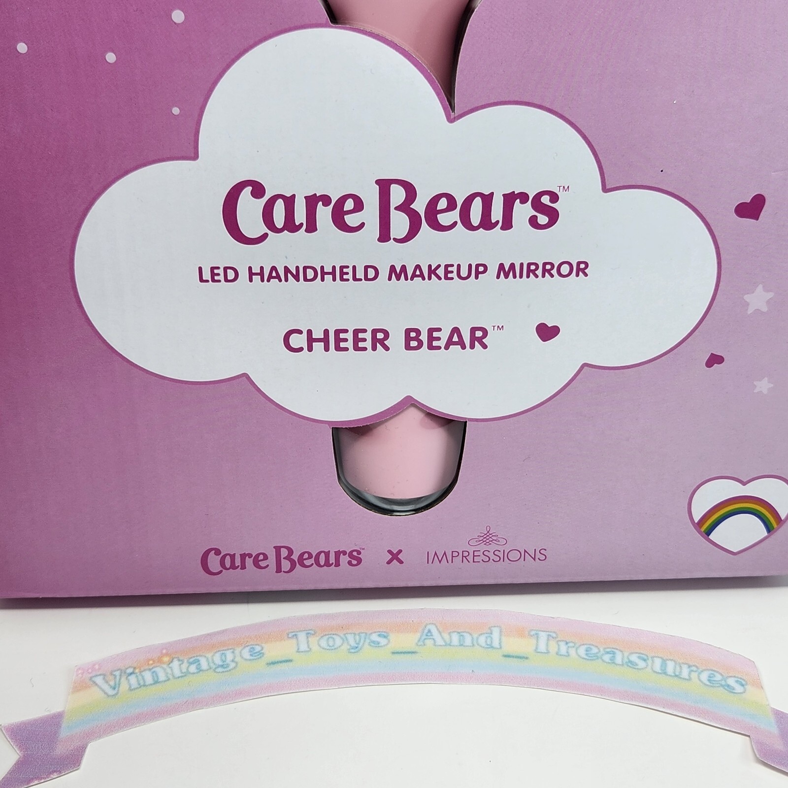 CARE BEARS LED HANDHELD MAKEUP MIRROR IMPRESSIONS PINK CHEER BEAR NEW ...