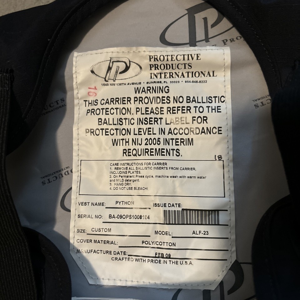 Protective Products International Python ALF-23 Protective Vest - Size ...