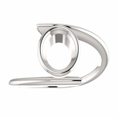 Sterling Silver Oval Cut Solitaire Ring Setting - Modern Bypass Style ...