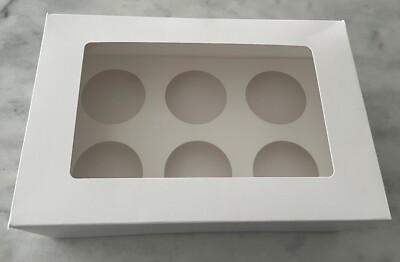 EMPTY BOX ONLY - Cupcake Box 6 Holes 25.5x17x8cm Window Face Cake Party ...