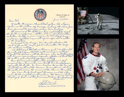 CHARLES CHARLIE DUKE Autographed Letter Signed Autographed NASA Apollo ...
