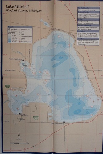 Lake Mitchell (Michigan) Fishing Map, Waterproof, Depth Contours, Tips ...