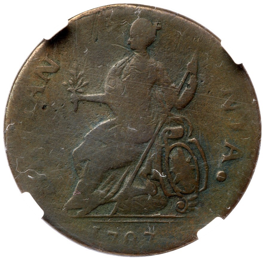 1787 V 17-87a R-2 NGC Fine Details Machin's Mills Halfpenny Colonial ...