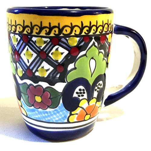 Talavera Pottery Mug 4.25" Arias Colorful Mexico Stoneware Spoon Rest ...