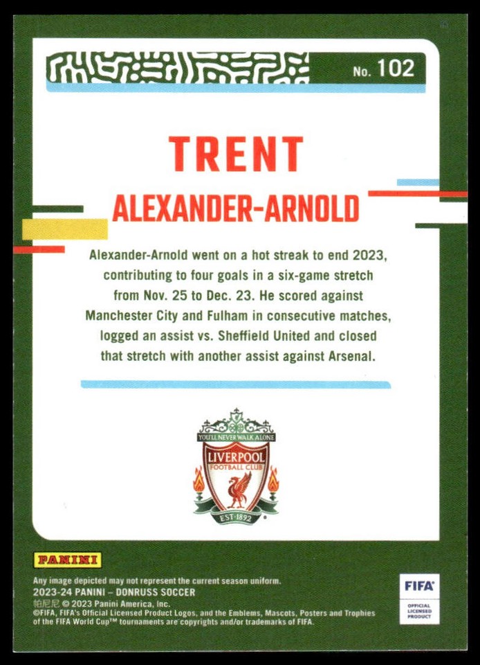 Trent Alexander-Arnold 2023-24 Donruss Soccer Silver Cubic Foil Card ...
