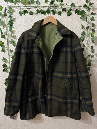 VTG 50s 60s Pendleton Wool Reversible Jacket Green Plaid Coat Heavy ...
