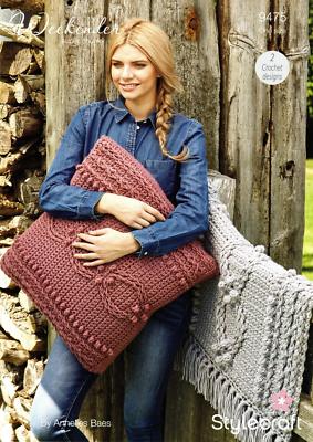 Stylecraft 9475 Crochet Pattern Cushion and Blanket in Weekender Super ...
