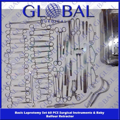Basic Laprotomy Set 60 PCS Surgical Instruments & Baby Balfour ...