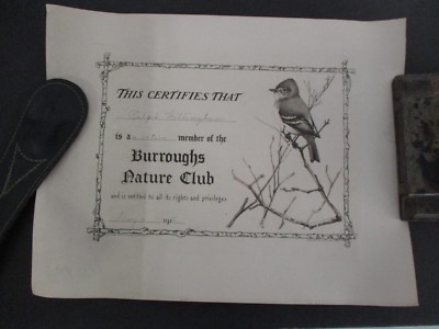 1915 BURROUGHS NATURE CLUB Membership Certificate | eBay