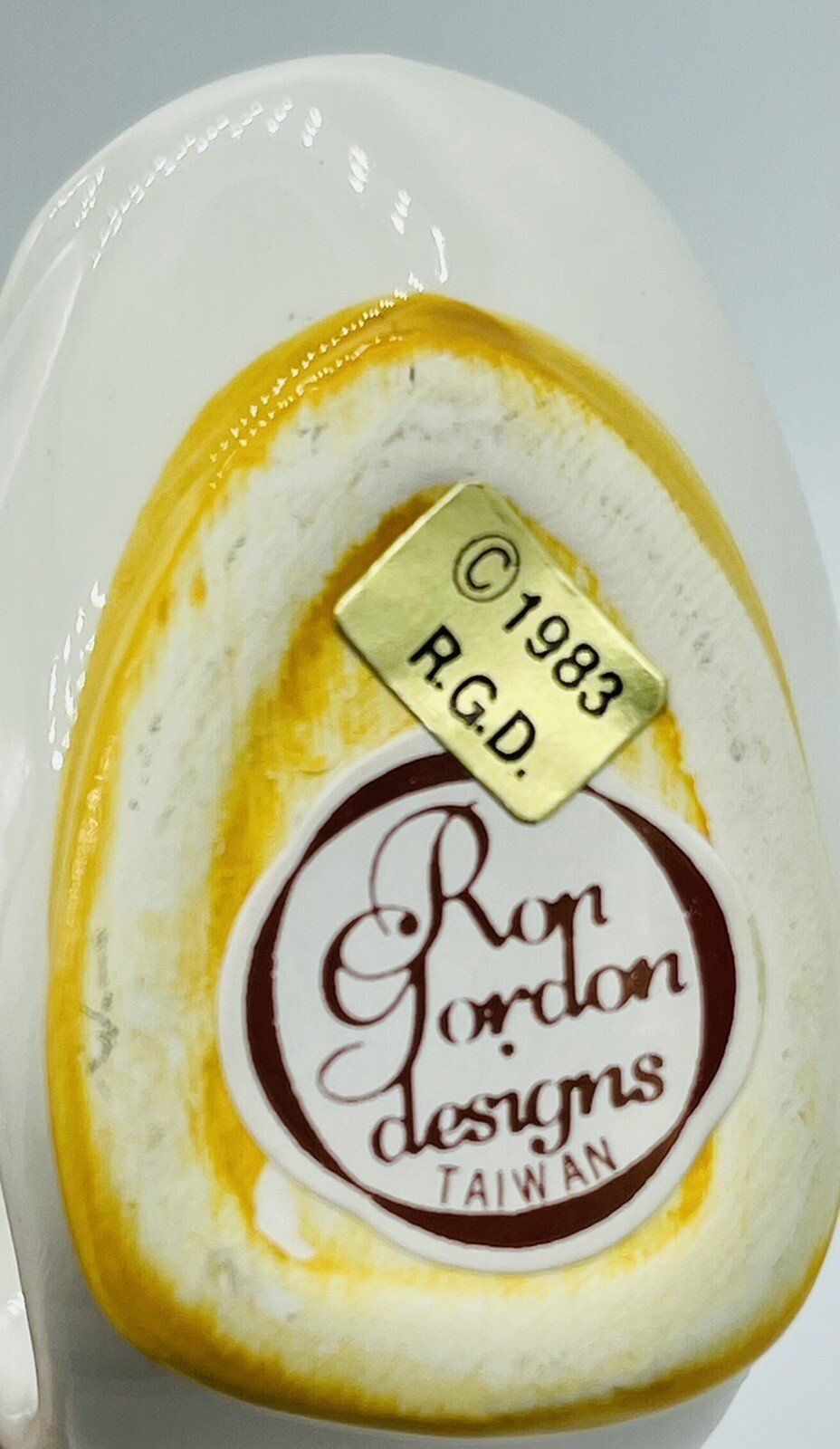 VTG 1983 Ron Gordon Designs Set~4 Ceramic White Duck Blue Ribbon 3 ...