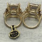 Vintage 18K GE Yellow Gold and Clear Cubic Zirconia's In Huge Design ...