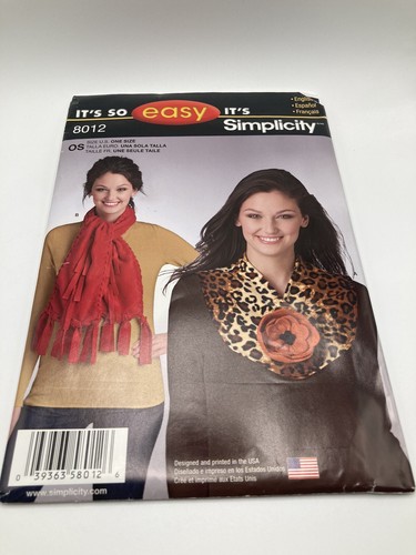 Simplicity Pattern 8012 Fleece Scarves It's So Easy UNCUT 39363580126| eBay