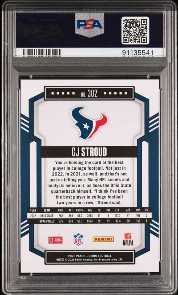 2023 Panini Score CJ Stroud RC Rookie Card #302! PSA 9 MINT! Texans | eBay