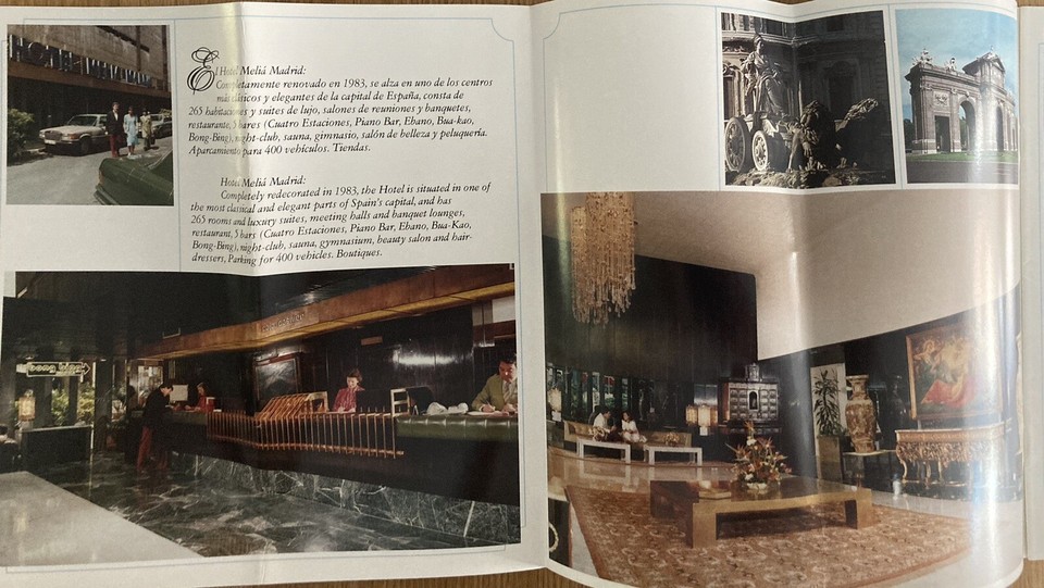 1980s MELIA HOTEL MADRID,SPAIN BROCHURE FOLDER TRAVEL VINTAGE ART ...