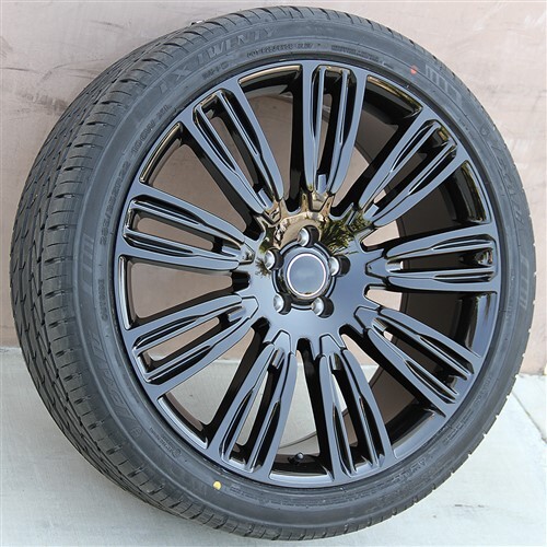Set(4) 22" 22X9.5 5x120 Gloss Black Wheels & Tires PKG Fit Range Rover ...