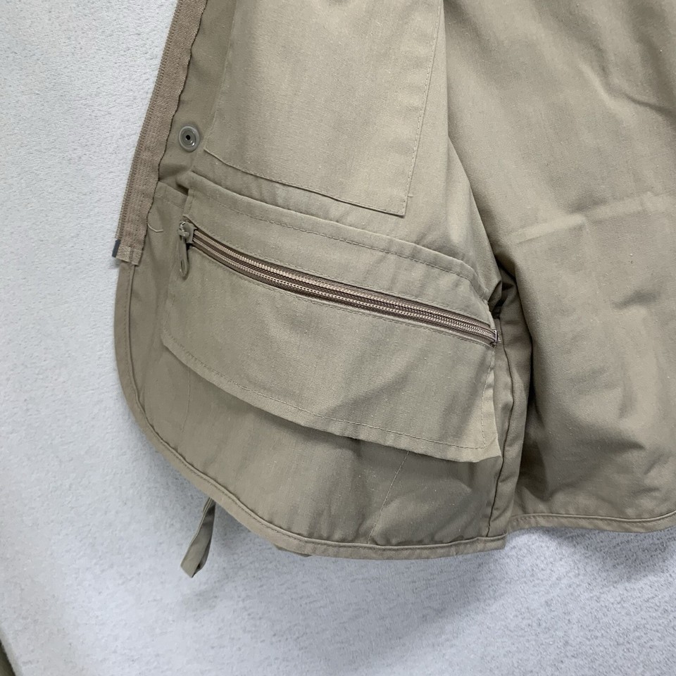 Fly Fishing Hunting Khaki Vest Adult Large Tons of Pockets Zippers Hook ...