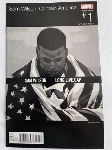 Sam Wilson Captain America #1 B&W Variant 2015 Raw 9.6 Est Spencer ...