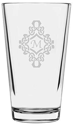 Decorated Etched Monogram All Purpose 16oz Pint Glass (Letter M) | eBay